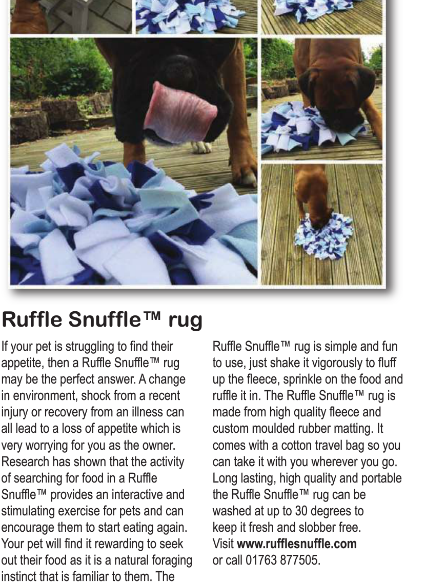Ruffle Snuffle mats as seen in Rescue & Animal Care Magazine